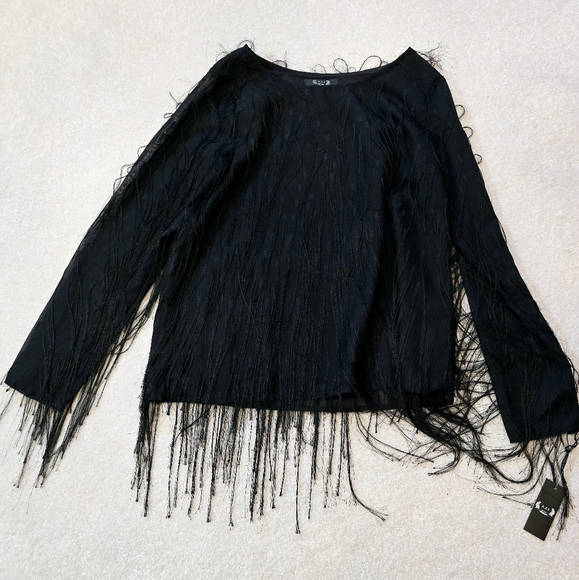 a.z.i new york | Tops | Azi New York Boutique Fringe String Sheer Top ...